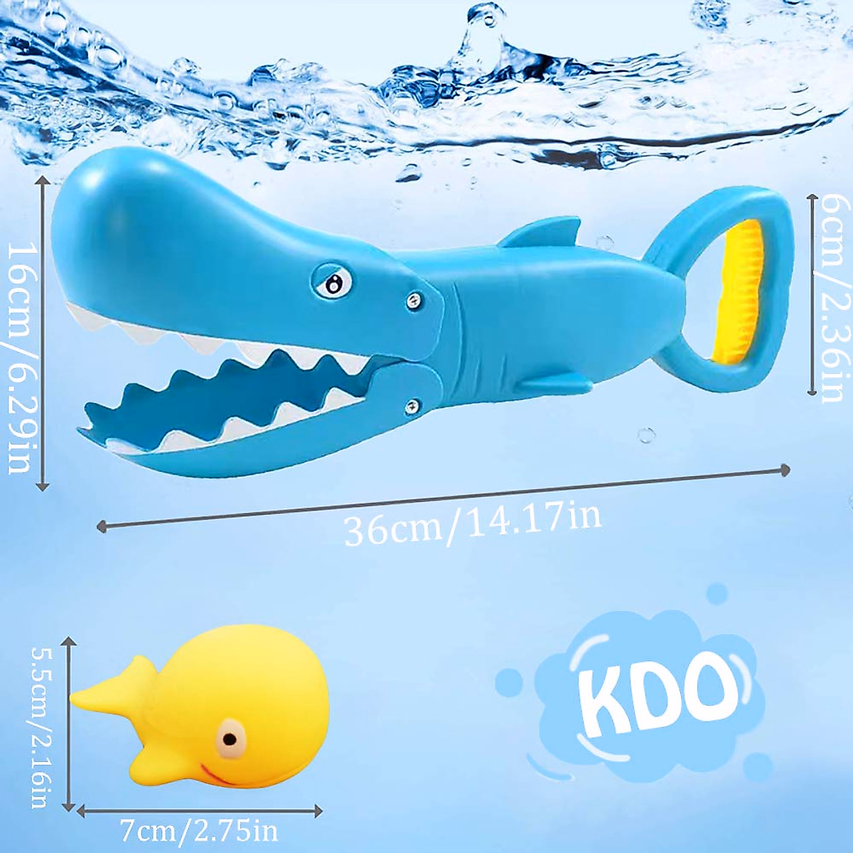 KDO Bath Shark Toys - Cute & Colorful Baby Shark Bath Toy Claw Catcher with 3 Fish – Safe & Nontoxic Water Toys for Bath Tubs, Swimming Pools & Outdoors - Best Bath Toys for Girls and Boys 3+