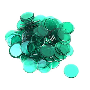 TG,LLC Treasure Gurus 100 Clear Green 7/8" Plastic Bingo Chip Transparent Game Card Marker