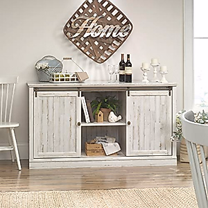 Sauder Barrister Lane Credenza, for TVs up to 60", White Plank finish