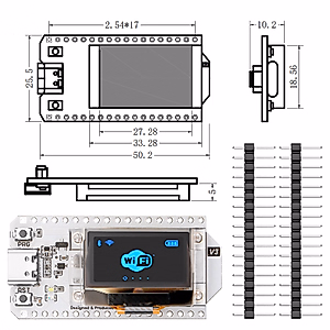 MakerFocus ESP32 OLED WiFi Kit V3 Integrated WiFi Bluetooth 2.4GHz PCB Antenna CP2102 Development Board with 0.96-inch OLED Display for Arduino Intelligent Scenes