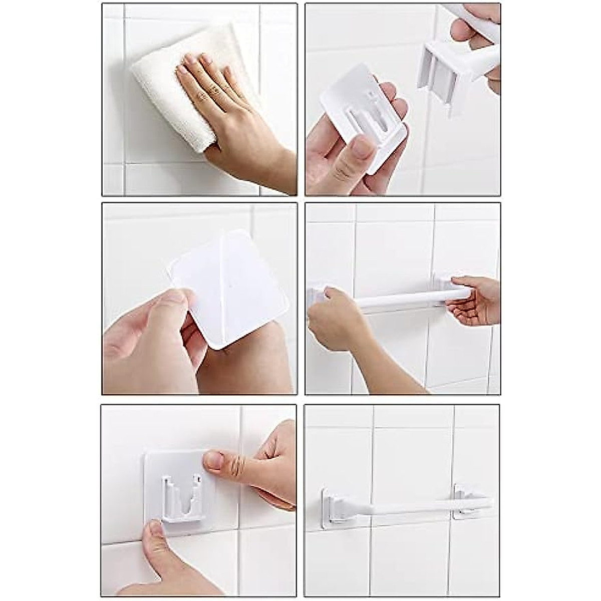 Self Adhesive Towel Bar, White Self Adhesive Towel Rod Towel Bar Stick On Wall Bath Towel Holder Rail Rack 24.5Cm