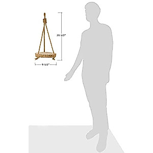 Red Co. Farmhouse 10" Round Paulownia Wooden Slab Indoor Decorative Rope Hanging Shelf