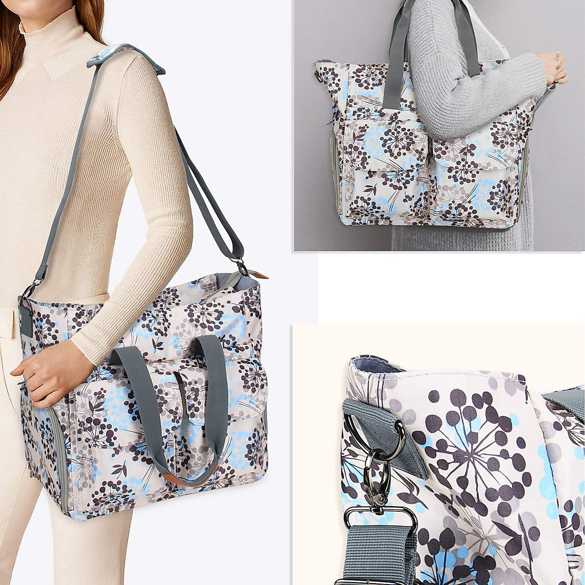 Teamoy Breast Pump Bag Compatible with Spectra S1,S2 and Cooler Bag, Breast Pump Tote Bag with Laptop Sleeve (Up to 14") for Working Moms, Dandelion(Bag ONLY)