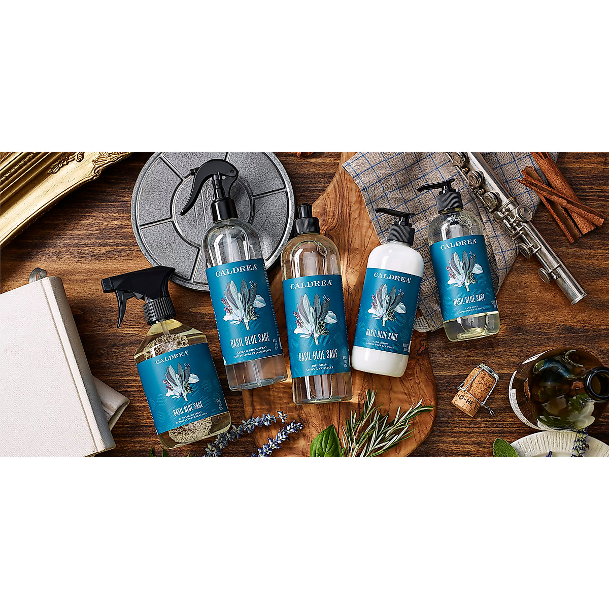 Caldrea Multi-surface CounterTop Spray Cleaner, Made With Vegetable Protein Extract, Basil Blue Sage, 16 Fl Oz