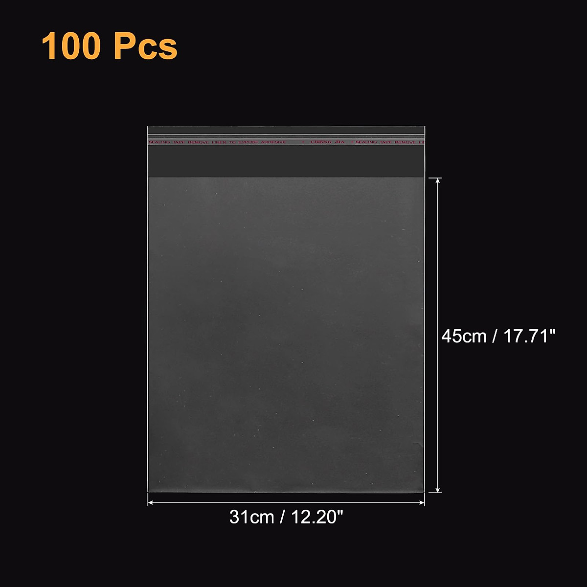 uxcell 100Pcs Clear Cello Bags, 17.7"x 12.2" Plastic Self Sealing OPP Cello Treat Bags Cello Poly Bags for Packing Cookies Candy Jewelry Gifts, Clear