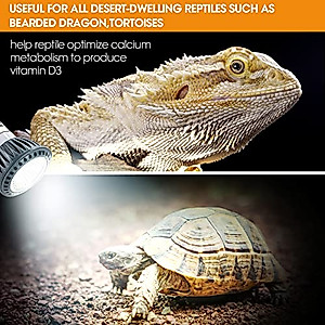 GeeKoit Premium High-Intensity UVB Reptile Light for Optimal Calcium Metabolism,5-Watt 10.0 Desert UVB Light Ideal for Desert-Dwelling Reptiles Bearded Dragons Tortoises (Desert 10.0 UVB)