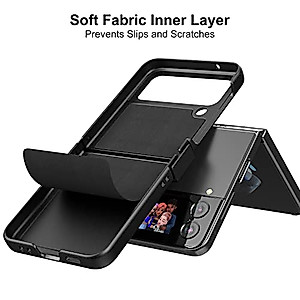 Foluu for Samsung Galaxy Z Flip 4 Case, Z Flip 4 Case with Hinge Protection PU Leather + Hard PC Shell Ultra Thin Slim Durable Protective Case for Samsung Galaxy Z Flip 4 5G 2022 (Brown)