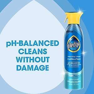 Pledge Multi-Surface Cleaner Aerosol Spray, Works on Glass Leather, Granite, Wood, Marble, Chrome, Stainless Steel, Plastic, and More, Rain Shower, 9.7 oz (Pack of 3)