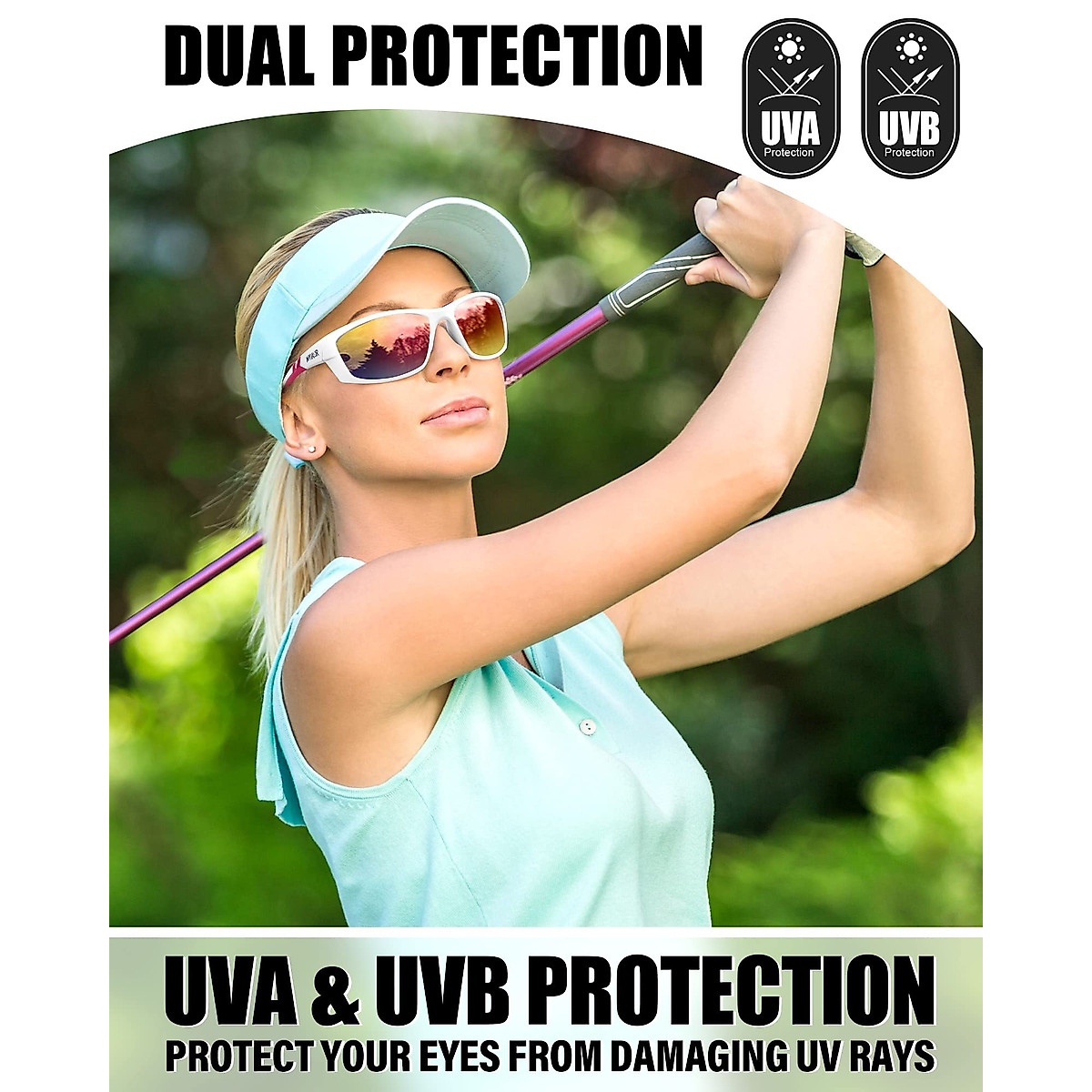 Myiaur Polarized Sports Sunglasses for Women Men UV Protection Mirrored Lens Sturdy Stylish Wrap Around Shades M8140