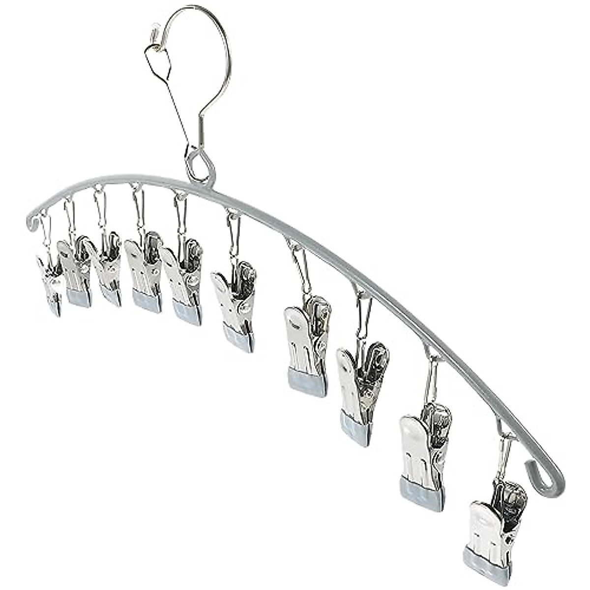 Zerodeko Clothes Hanger with 10 Clips Clothes Drying Rack Stainless Steel Laundry Drying Rack Sock Hanger Underwear Hanger for Drying Towels Diapers Bras Lingerie Baby Clothes Grey