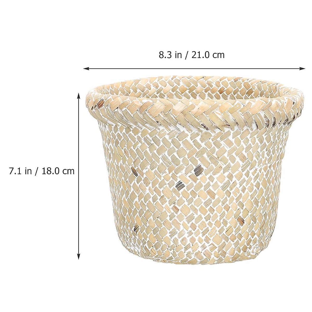 Wastebasket Trash Can Wicker Bathroom Bin Bedroom Supplies Baskets Garbage Basket Trash Can Rattan Storage Baskets Garbage Bin Seaweed Potted Plant White Office