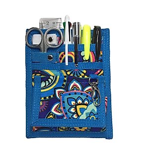 Applegate Brands llc Blue Paisley 6 Piece Protective Scrubs Lab Coat Pocket Organizer Kit