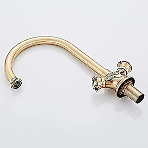 Retro Kitchen Vanity Sink Tap Deck Mounted Antique Brass Double Hot and Cold Water Single Spout Faucet
