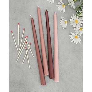 Viyffo 12 Inch Brown Taper Candles Set of 4 Unscented Smokeless Long Tall Tapered Candle for Candlesticks Sticks Wedding Advent Home Decor Dinner Christmas