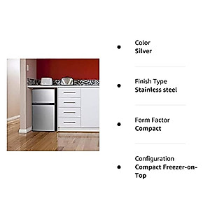 Arctic King - 3.2 Cu Ft Two Door Mini Fridge with Freezer, Stainless Steel