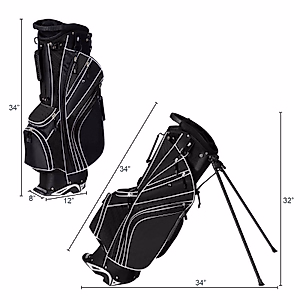 Tangkula Golf Stand Bag with 6 Way Top Dividers, Lightweight Golf Bag with Adjustable Dual Strap & 8 Pockets, Waterproof Rain Hood, Portable for Men Women