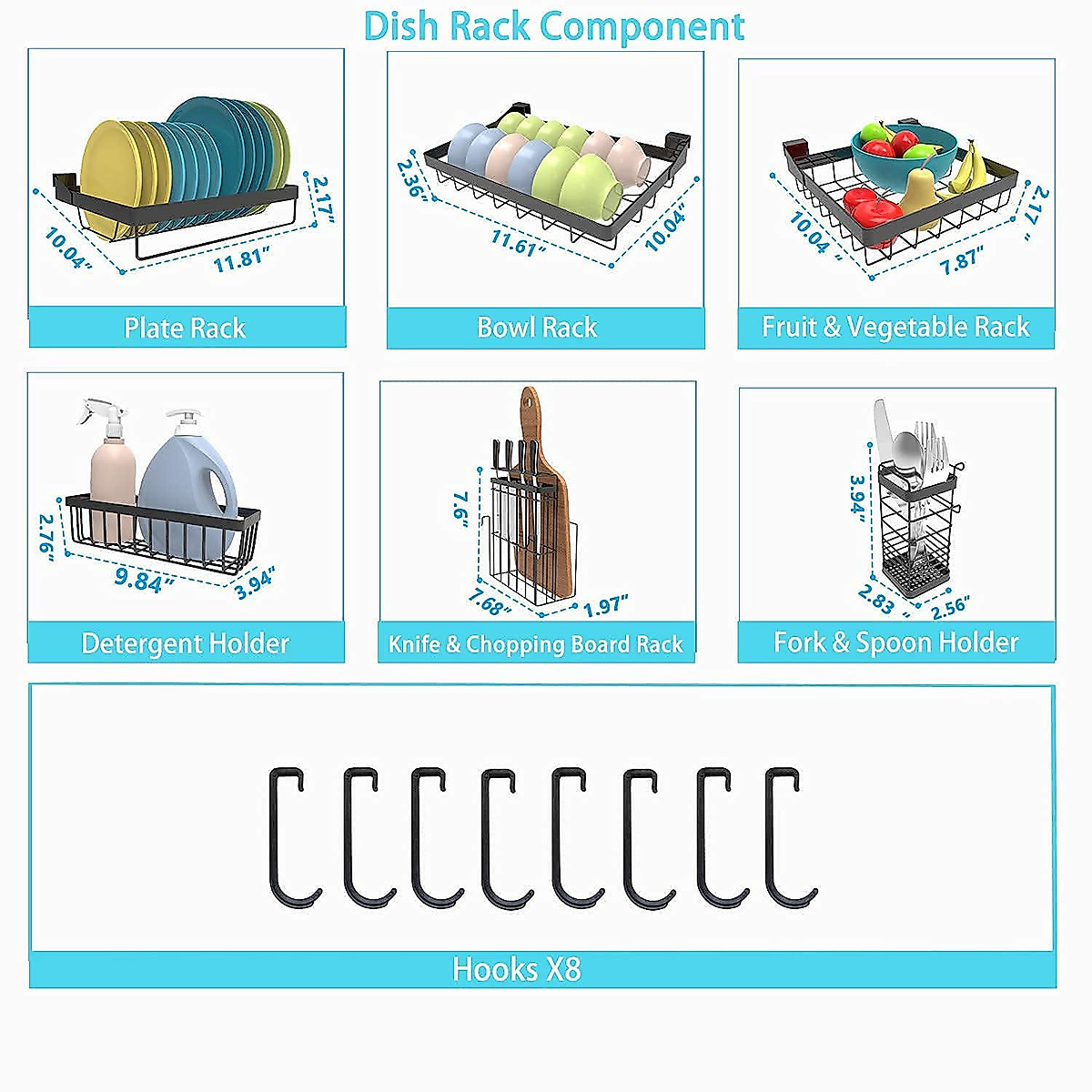 Shop Again Over The Sink Dish Drying Rack,Drainer Stainless Steel for Organization Storage Space Saver Utensil Holder Cutting Board Holder Kitchen Counter Storage Rack,16.5 x11.8 x7in