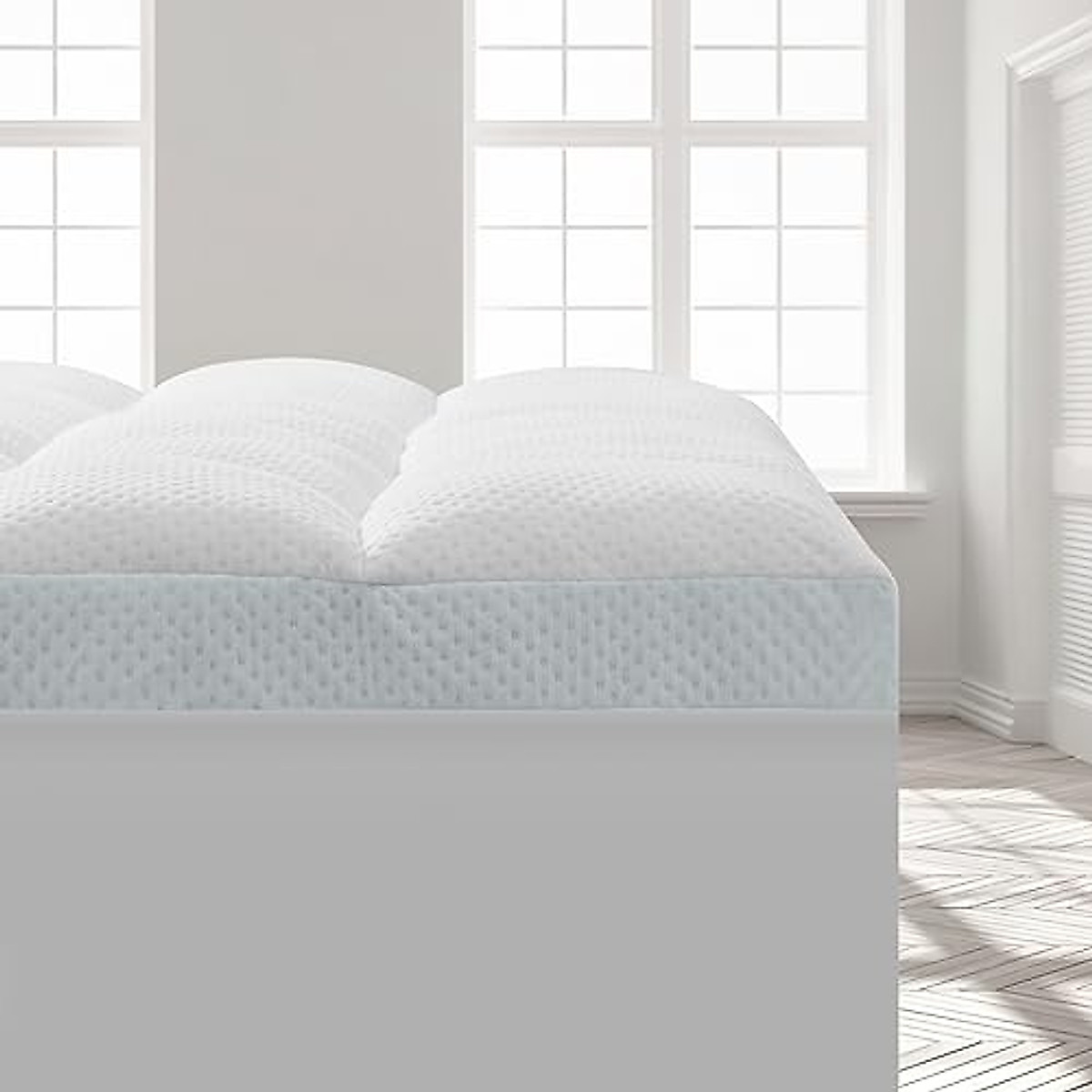 MASVIS Dual Layer 4 Inch Memory Foam Mattress Topper Twin XL Size, Breathable & Medium Support, 2 Inch Cooling Gel Memory Foam & 2 Inch Pillow Top Mattress Pad Cover for Back Pain