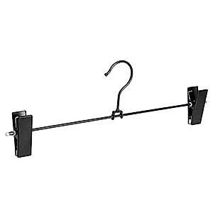 Jetdio Metal Heavy Duty Pants Skirt Slacks Hangers,Trousers Hangers with Two Adjustable Clips and 360-degree Swivel Hook, 12 Pack, Matt Black