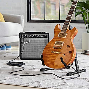 Amazon Basics 1/4 Inch Right-Angle Instrument Auxiliary Cable, 20 Foot, Black