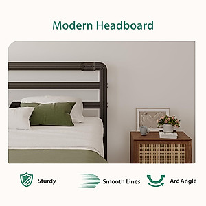 Askeld Queen Bed Frame with Headboard，18 Inch High Queen Size Bed Frame, Sturdy Noise-Free Metal Frame with Heavy Duty Slats, 4500 Lbs Weight Support for Mattress, No Box Spring Needed, Black