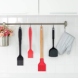 SURDOCA Silicone Pastry Basting Brush - 2Pcs 8.2 in Heat Resistant Brush for Baking Cooking Food, BPA Free Kitchen Brush for Sauce Butter Oil, Stainless Steel Core Design for Barbecue BBQ Grilling