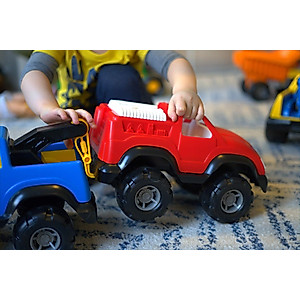 Back Bay Play Construction Toys 15" Blue Tow Truck Vehicle Pretend Play - Sand Toys - Indoor Outside Toys for Toddlers 3 and Up – Made in USA
