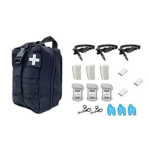SMD Trauma Kit Feat: 3 Tourniquets 3 Bandages 3 Gauze 3 Emergency Blankets Shears Gloves Easy Instruction Card