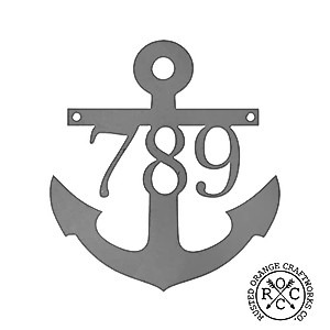 ROCC RUSTED ORANGE CRAFTWORKS Co. - Anchor Address Plaque 15" Coastal House Numbers House Numbers Plaque Beach Nautical House Numbers for Beach House Outside Modern House Numbers Home Address Plaque