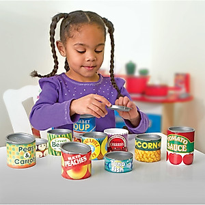 Melissa & Doug Let's Play House! Grocery Cans Play Food Kitchen Accessory ,3+ years- 10 Stackable Cans With Removable Lids