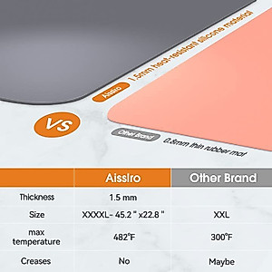 Silicone Mats for Kitchen Counter, 46.8''x23.2'' Large Heat Resistant Mat, Countertop Protector | Placemat | Craft Mat | Baking Mat - Heavy Duty, Waterproof, No Creases, No Odor (Grey) (Grey)