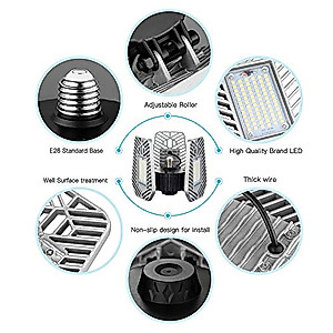 LZHOME 2-Pack LED Garage Lights, Deformable LED Garage Ceiling Lights 9000 Lumens, 82W CRI 80 Led Shop Lights for Garage, Adjustable Garage Lights, Led Garage Lighting (No Motion Activated)