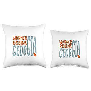 Whyitsme Design Warner Robins Georgia, GA Souvenir Throw Pillow, 16x16, Multicolor