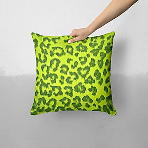 iiRov Vibrant Green Cheetah - Custom Decorative Home Decor Indoor or Outdoor Throw Pillow Cover for Sofa, Bed or Couch Cushion (Pillow CASE Cover ONLY)