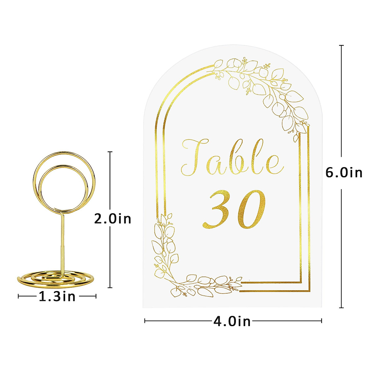 JOYIT 20 Sets Wedding Table Number 1-20 with 20 Pcs Table Number Holders, White Gold Table Number Cards with Place Card Holders, 4" x 6" Table Numbers for Wedding Reception and Birthday