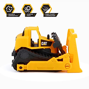 CAT Construction Toys, Construction Fleet 10" Bulldozer Toy - Sturdy Plastic Construction & Real Working Parts - Perfect Indoor & Outdoor Toys for 2-Year-Old Boys & Girls
