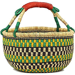 Fair Trade Ghana Bolga African Large Market Basket 16-17.5" Across, 92616