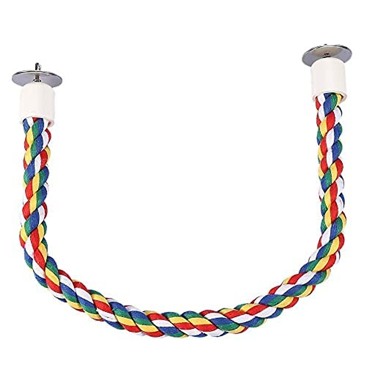 Keersi Colorful Rotate Cotton Rope Bird Perch Stand for Parrot Budgie Parakeet Cockatiel Conure Lovebird Finch Canary Macaw African Grey Cockatoo Amazon Eclectus Cage Toy (60cm/24'')