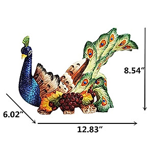 FORLONG Ceramic Decorative Wine Bottle Holder, Home Decor Wine Display Table Centerpiece for Tabletops and Counters, Wine Lovers Gift (Peacock)