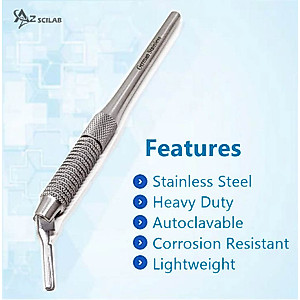 Deluxe 7-Position Adjustable Round Scalpel Handle #3, Stainless Steel (Fits Size 9-16 Scalpel Blades)