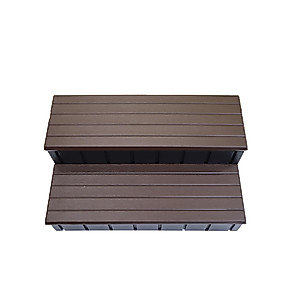 Confer Plastics Two Tier 36" Wide Deluxe Hot Tub Step. Non-Skid Spa Steps, Easy Installation, Sturdy, Long Lasting Upgrade to Your Space. Proudly Made in USA. - Espresso