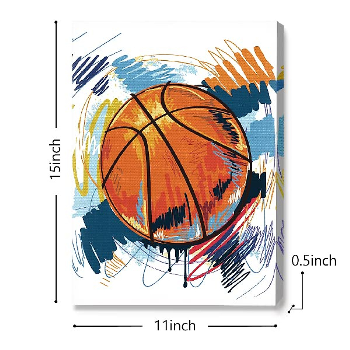 IIONGDE Basketball Canvas Wall Art, Basketball Posters Canvas Prints Painting Ready to Hang for Teenage Boys Basketball Fans Home Bedroom Locker Room Gym Wall Decor 12" X 15"