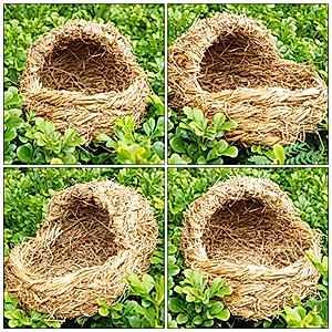 Mipcase Hay 2 Pcs Grass Animal Nest Rabbit Grass Nest Grass Woven Pet Nest Woven Guinea Bed Cat Straw