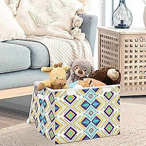 CaTaKu Aztec Tribal Ethnic Storage Bins with Lids and Handles, Fabric Large Storage Container Cube Basket with Lid Decorative Storage Boxes for Organizing Clothes