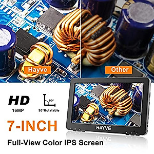 Hayve 7'' HDMI Digital Microscope,1200X Coin Microscope with IPS Screen, 16MP Soldering Microscope with Lights, 8.5'' Long Stand, View Entire Coin, Compatible with PC/TV, 32GB Card