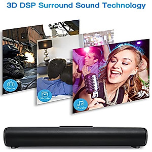 LIPEILA Soundbar for TV with Bluetooth 50W Speakers for TV Home Theater Audio Surround Sound System Small Sound Bar with Subwoofer for TV PC Projectors Tablets,Remote Control,Opt/AUX/USB/HDMI (Brown)