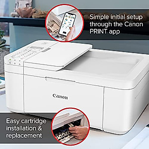 Canon PIXMA TR4720 Wireless Color All-in-One Inkjet Printer, White - Print Copy Scan Fax - 4800 x 1200 dpi, Auto 2-Side Printing, 20-Sheet ADF, 2-Line LCD Display, DAODYANG Printer_Cable