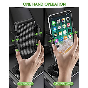 [Upgraded] Cup Phone Holder for Car, EOCAHO Universal [No Shaking] Cup Holder Phone Mount with Expandable Base for Car Truck, Adjustable Cell Phone Holder Car,Compatible with iPhone Samsung All Phones