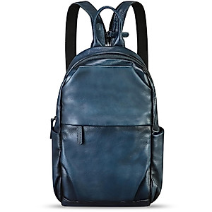 Genuine Leather Sling Bag Retro Crossbody Sling Backpack Handmade Chest Vintage Shoulder Daypack Purse Fanny Pack (NavyBlue)