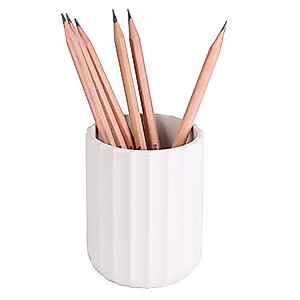 YOSCO Silicone Pencil Holder Round Pen Cup for Desk Cute Office Desktop Stationery Organizer Makeup Brush Holder (White)
